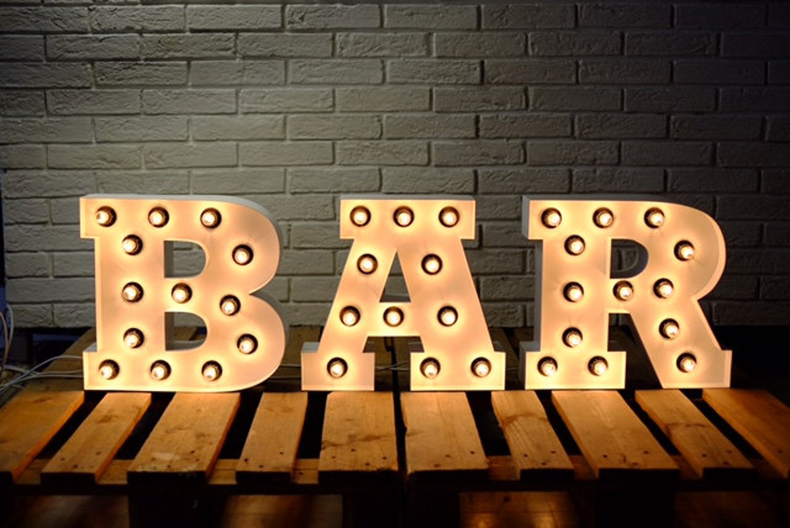 Metal Letters LARGE or Small BAR Sign Industrial Decor Light - Etsy