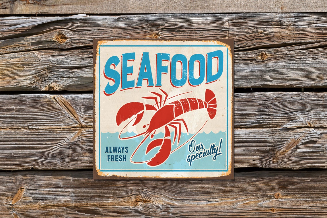 Sea Food Sign Beach Sign Business Sign Door Sign Rusty - Etsy