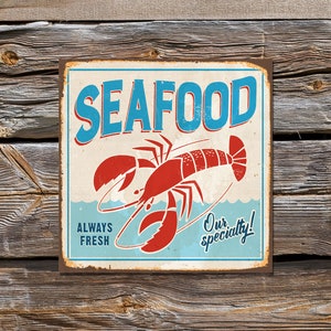 Sea Food Sign, Beach Sign, Business Sign, Door Sign, Rusty, Sign, Retro ...