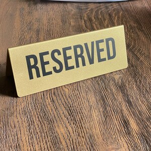Custom RESERVED Table Sign, Sturdy Restaurant or Bar Table Decor ...