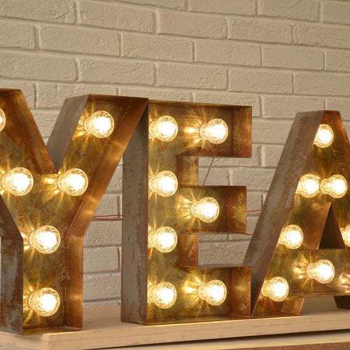 Rusted Letter Letters Light Up Marquee Sign Vintage - Etsy