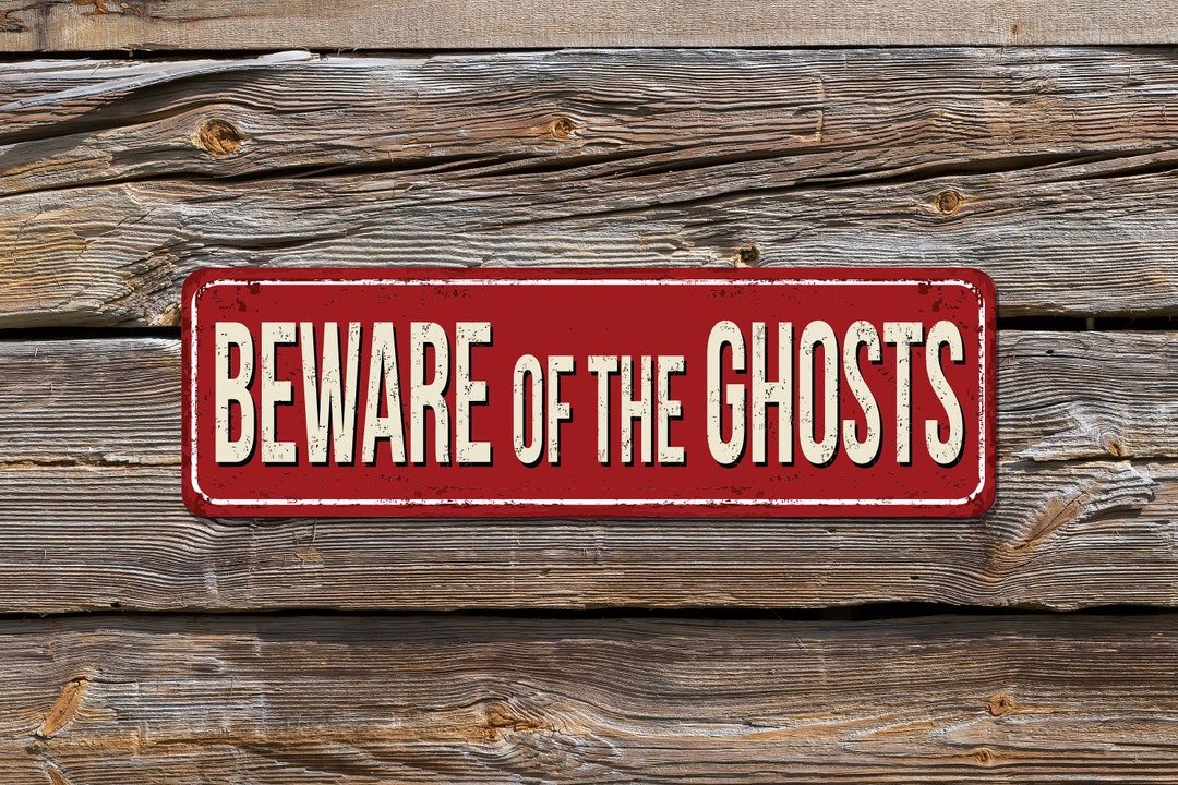 Beware of Ghosts Retro Sign, Front Door Decoration, Halloween Decor ...