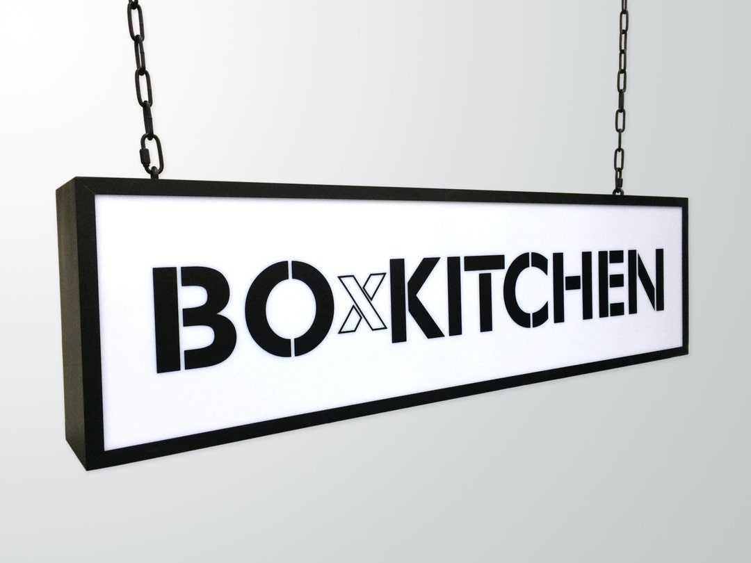 Illuminated Signs Retro Light Box Sign: Black Sides Custom Text Custom ...