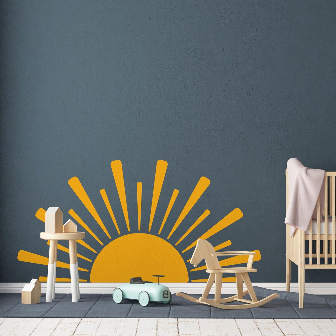 Big or Small Half Sun Wall Vinyl, Nursery Sun Wall Decor, Sun Burst ...