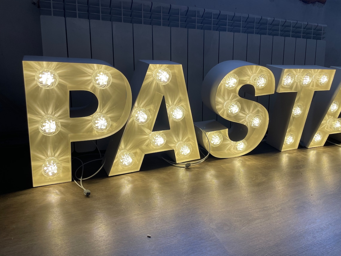 Big Letters Light up for Wall, Lighted Letters With Bulbs, Vintage ...