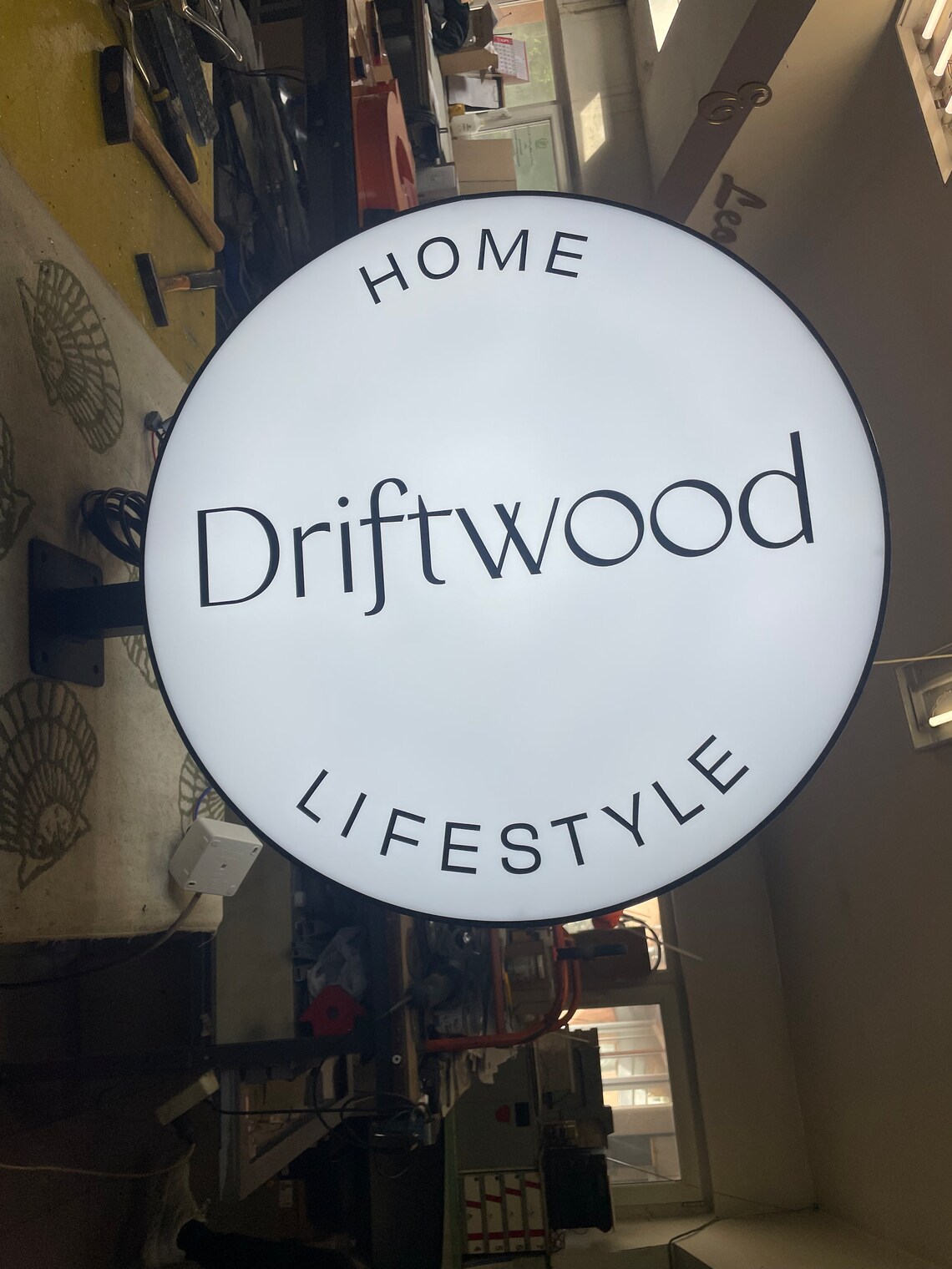 Store Front Outdoor Sign. Round Circular Light Box. Storefront Sign ...