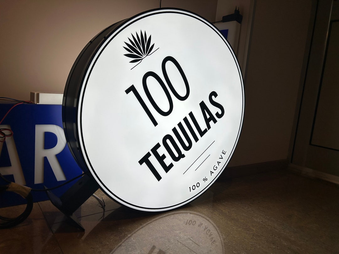 Store Front Outdoor Sign. Round Circular Light Box. Storefront Sign ...