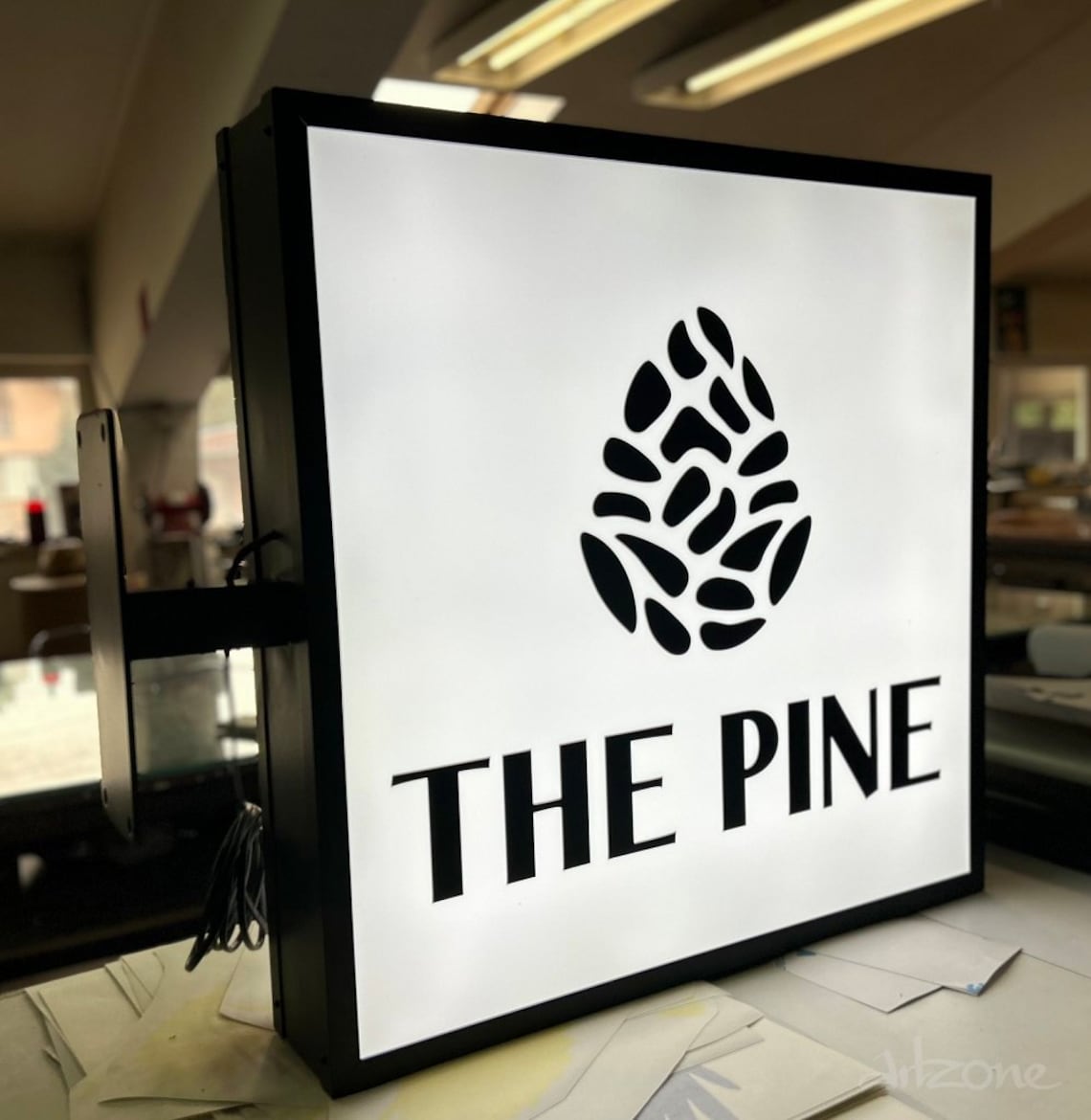 LED Company Sign Double Sided. LED Light Box Sign Board. Custom Text ...