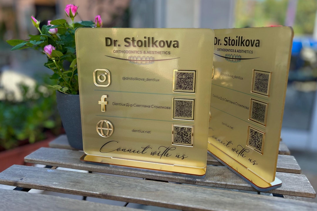 Gold Social Media QR Code Business Sign, Instagram QR Code Sign, Gold ...