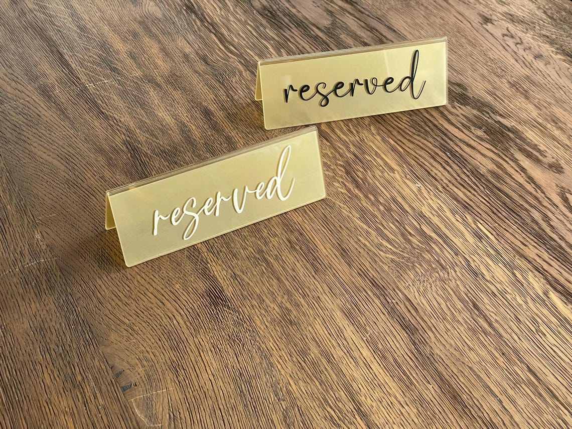 Gold Acrylic Reserved Signs, Acrylic Table Signs for Cafe, Bakery ...