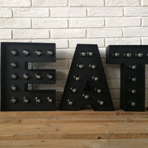 Letters of Metal LARGE EAT Sign Light up Kitchen or Restaurant Decor ...