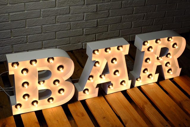 Large letters with Edison BULBS for wall decor. Wall letters | Etsy