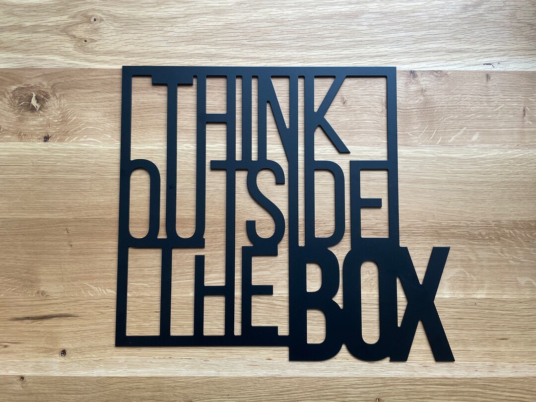 Black Think Outside the Box Metal Letters Sign,motivational Metal Wall ...