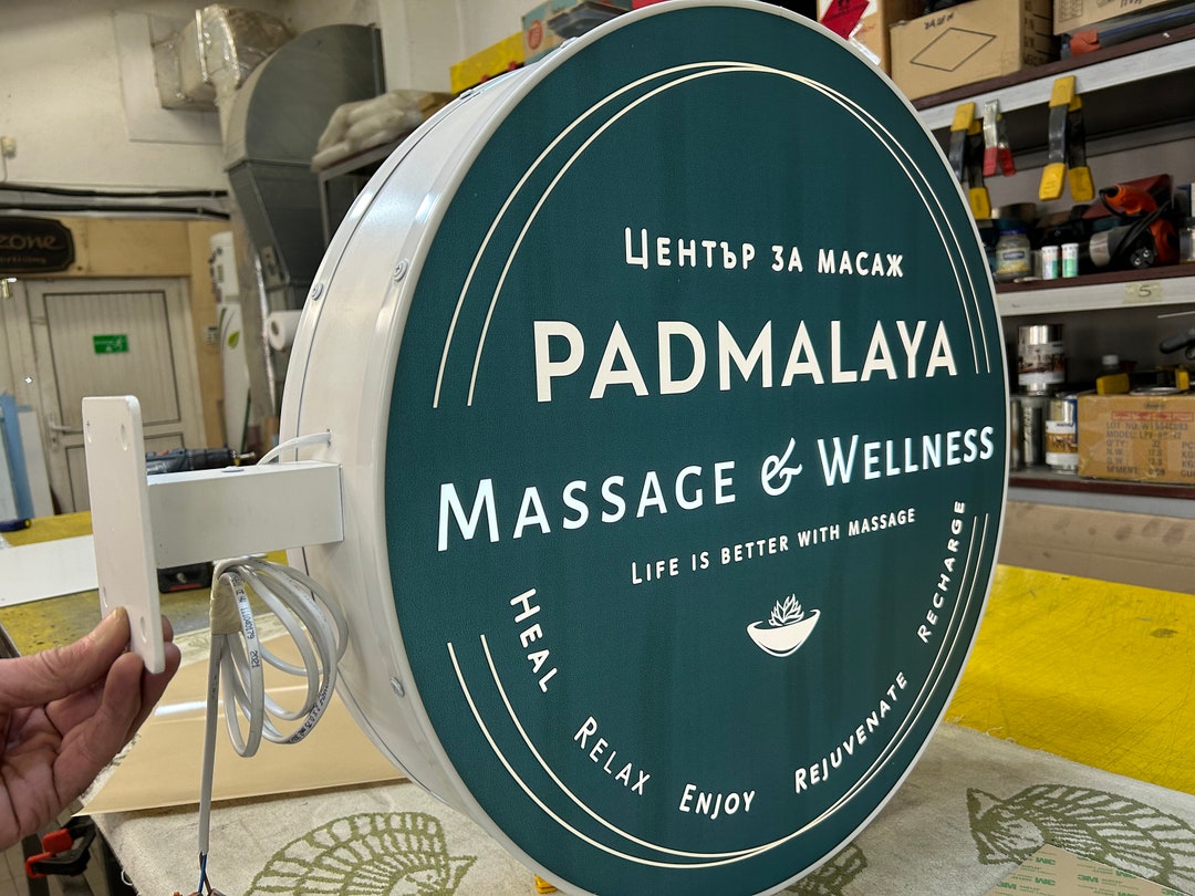 Double Sided Round Light Box Sign. Store Front Outdoor Led Sign ...