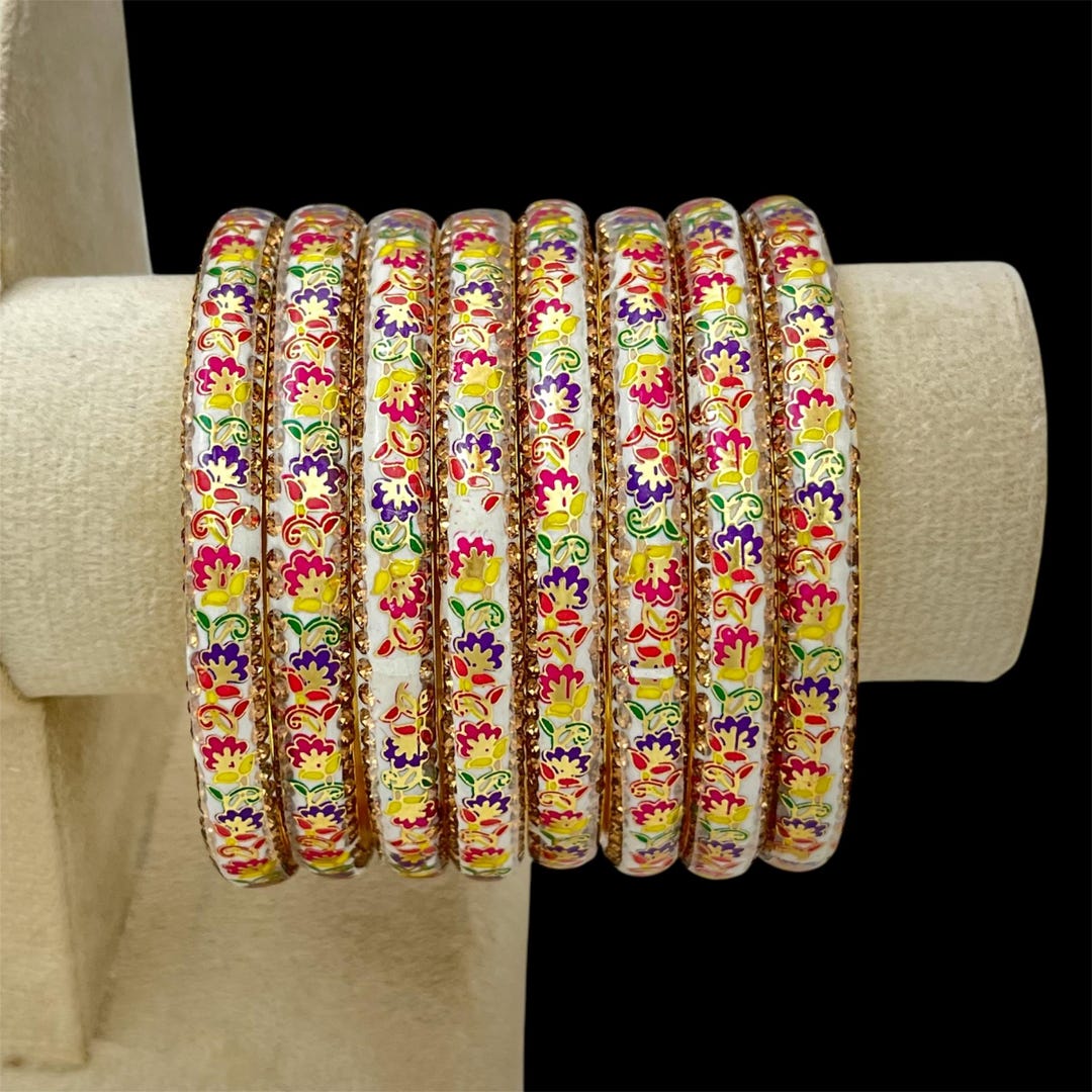 Lac Indian Bangles, Floral Indian Style Bangle Indian Jewelry, Gift for ...