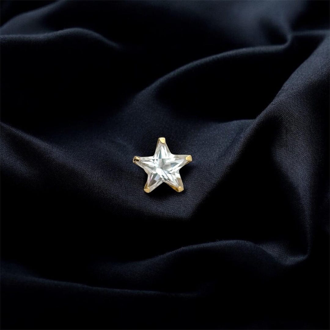 Diamond Star Nose Stud – Solid Gold Nose Pin, Real Diamond Nose Ring ...