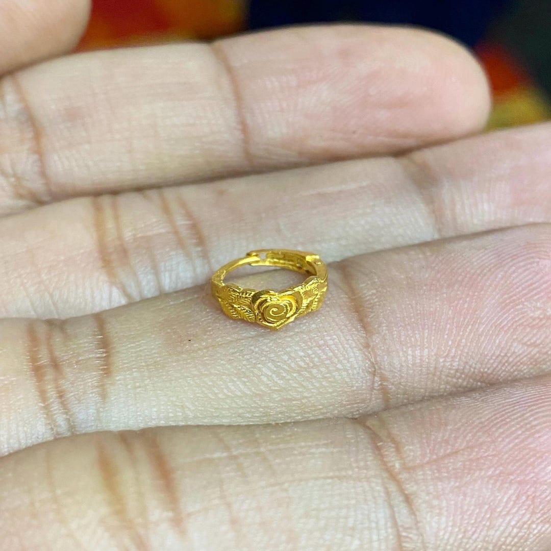 18k Gold Nose Ring, Rajasthani Hand Carved Nose Ring, Solid Gold Nose ...