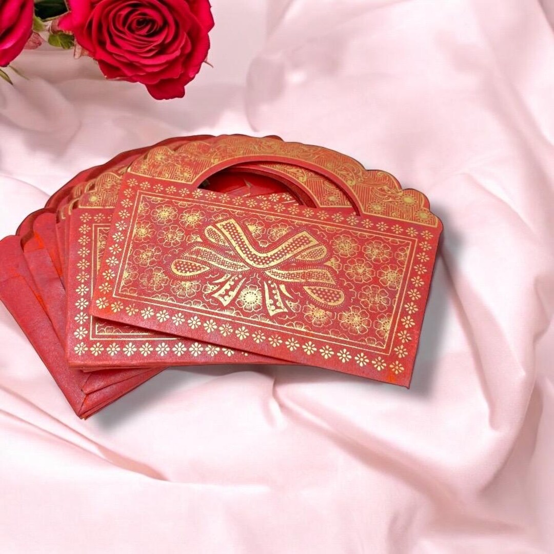 Red & Gold Indian Wedding Envelopes - Shagun Cash Envelope Set of 10 - Etsy