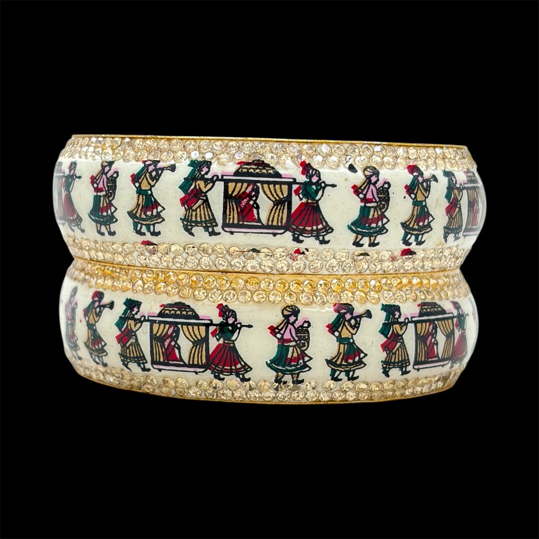 Jaipuri Lakh KADA Rajasthani Bangles, Raja Rani Bangles Kadha Set, Gift ...