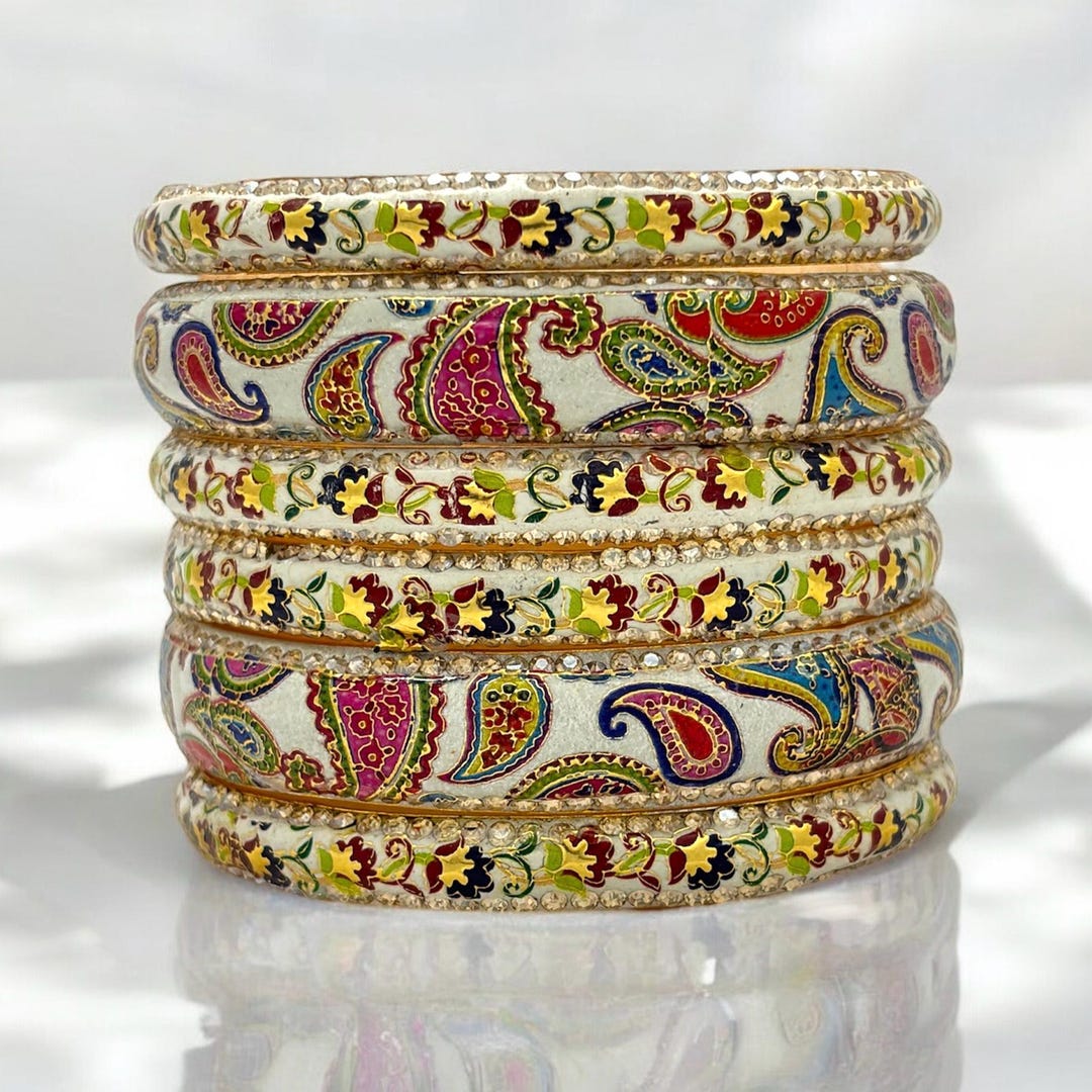 Lac Bangles Set, Colorful Indian Bangles Set, Meenakari Bangle Set ...