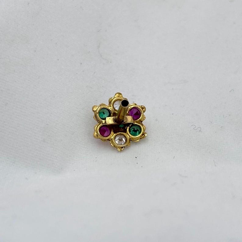 18K Solid Gold Pakistani Nose Pin – Traditional Gemstone Jewelry for ...