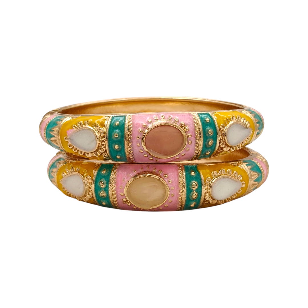 Indian Multi Color Bangle, Open Free Size Bangleset, Kadha Set, Gift ...