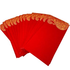 Red Shagun Envelopes: Golden Indian Wedding Cash Envelopes (set of 12 ...