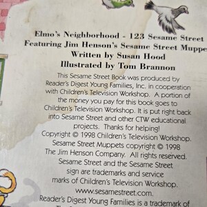 Elmo's Neighborhood-123 Sesame Street by Susan Hood/vintage 1998 Board ...