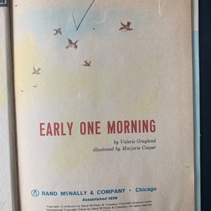 Early One Morning/ Vintage 1968 Rand Mcnally Elf Book/ Childrens Book ...