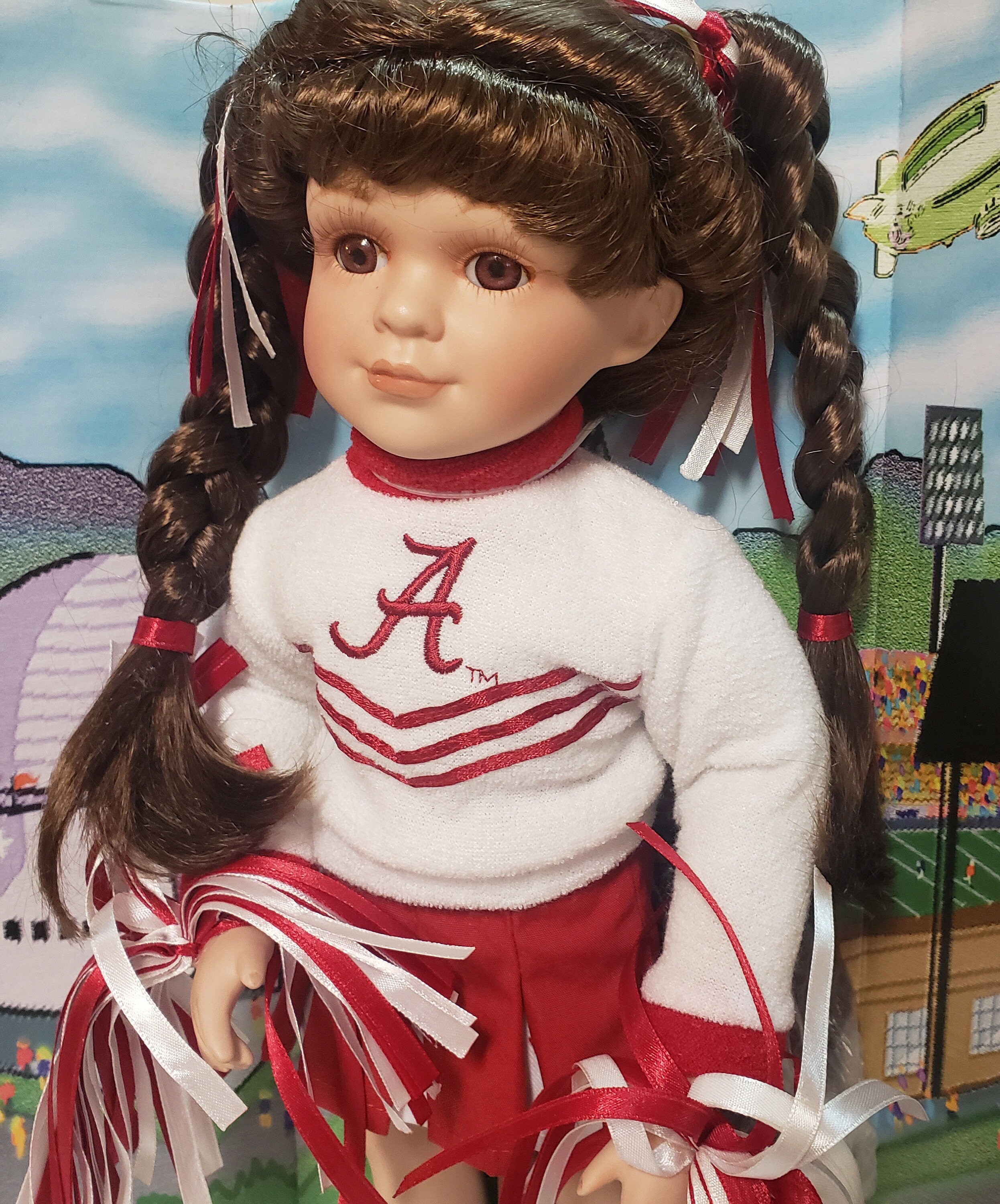 Alabama Crimson Tide Cheerleader Porcelain Doll/vintage 1990s Covenant ...