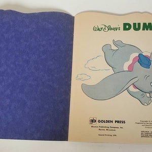 Walt Disney's Dumbo/vintage 1976 Golden Shape Book/dumbo the Flying ...