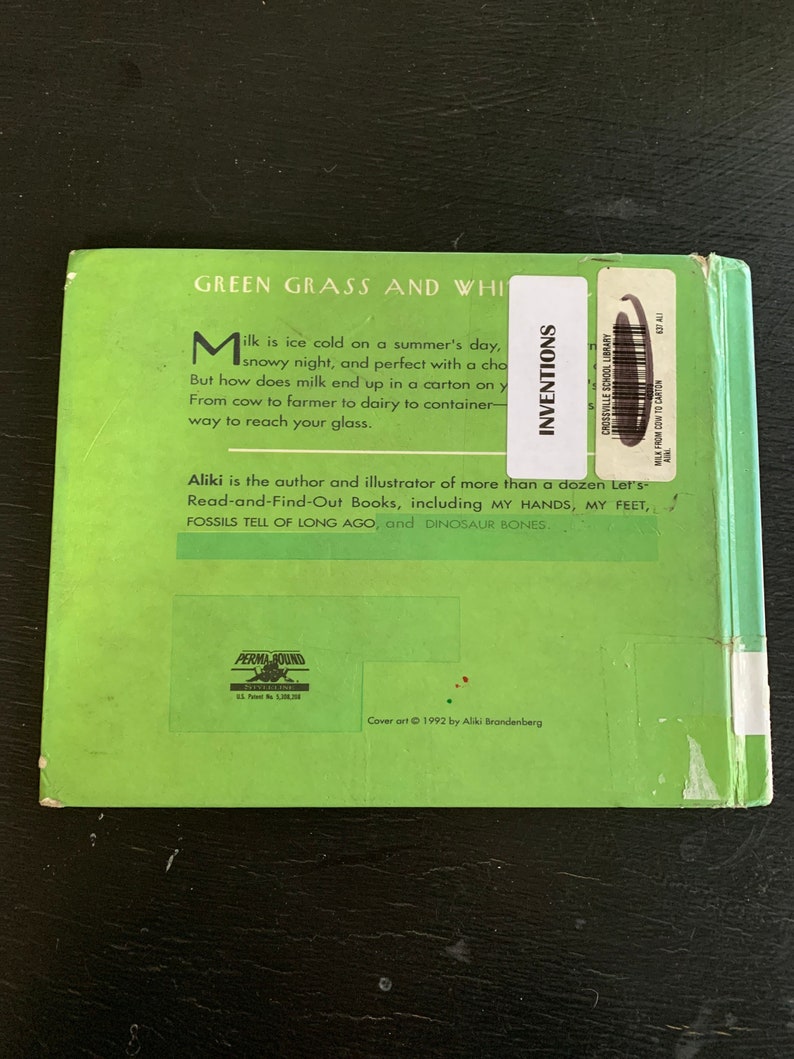 Milk From Cow to Carton by Aliki/ Perma Bound Ex Library Book/ Vintage ...