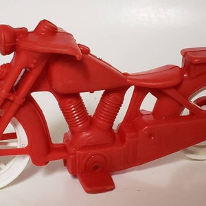Red Plastic Motorcycle/vintage 1960s Plastic Toy Motorcycle/nostalgic ...
