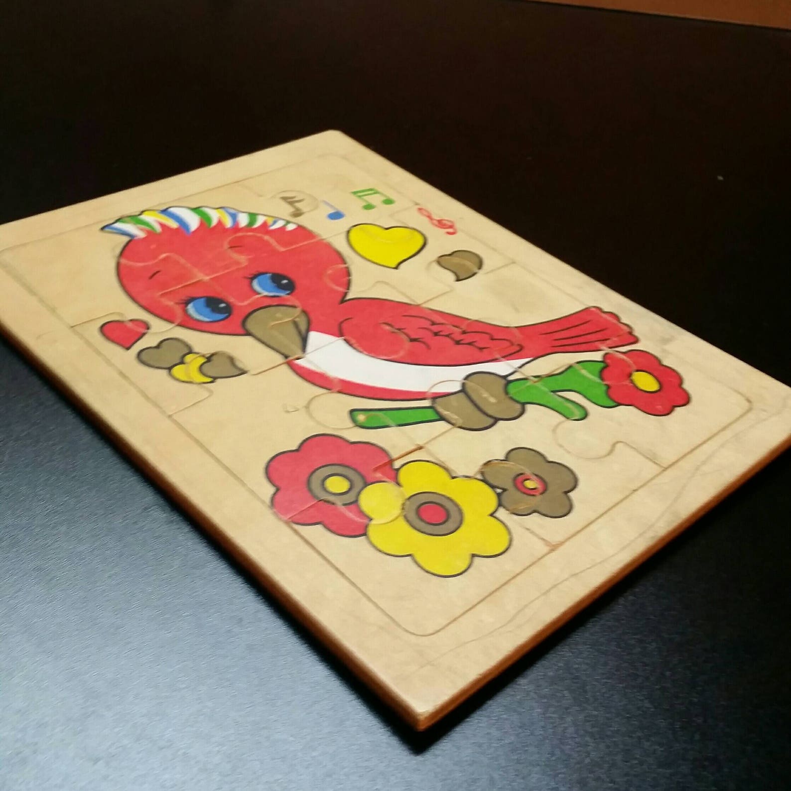 Wooden Puzzle red Bird/preschool Frame Tray Jigsaw - Etsy