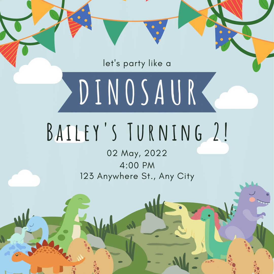 Dino Customizable Invitation Digital Download - Etsy