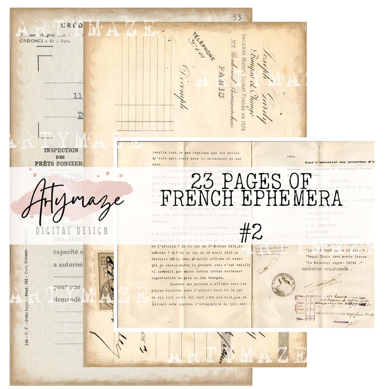 FRENCH EPHEMERA 2 From My Own Collection. French Printable - Etsy