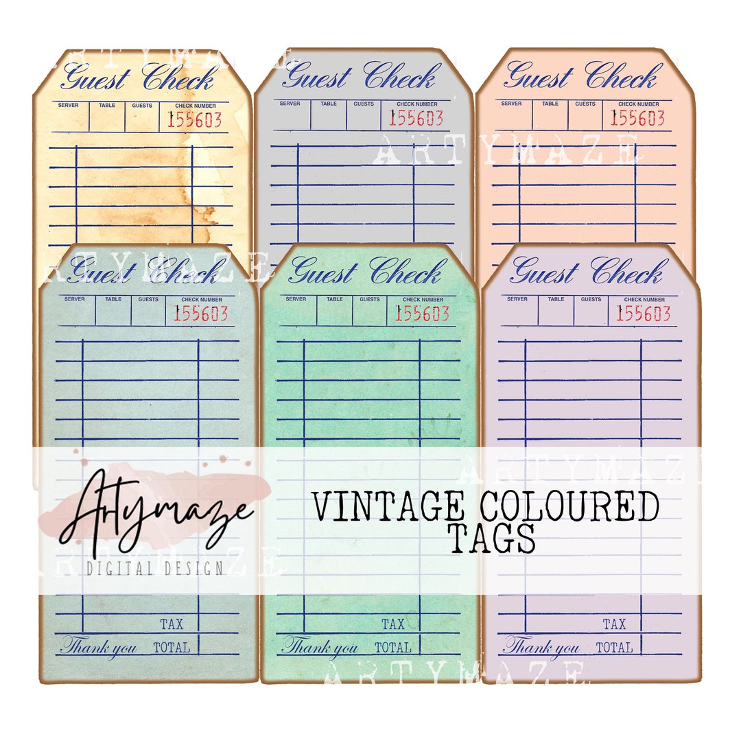 VINTAGE COLOURED TAGS , Vintage, Tags, Junk Journal, Printables - Etsy