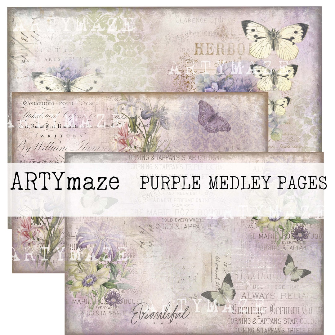 PURPLE MEDLEY Printable Journal Pages. - Etsy