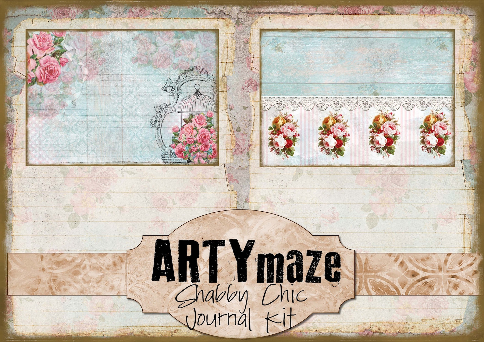 SHABBY CHIC Full Size Journal Kit INSTANT Download | Etsy