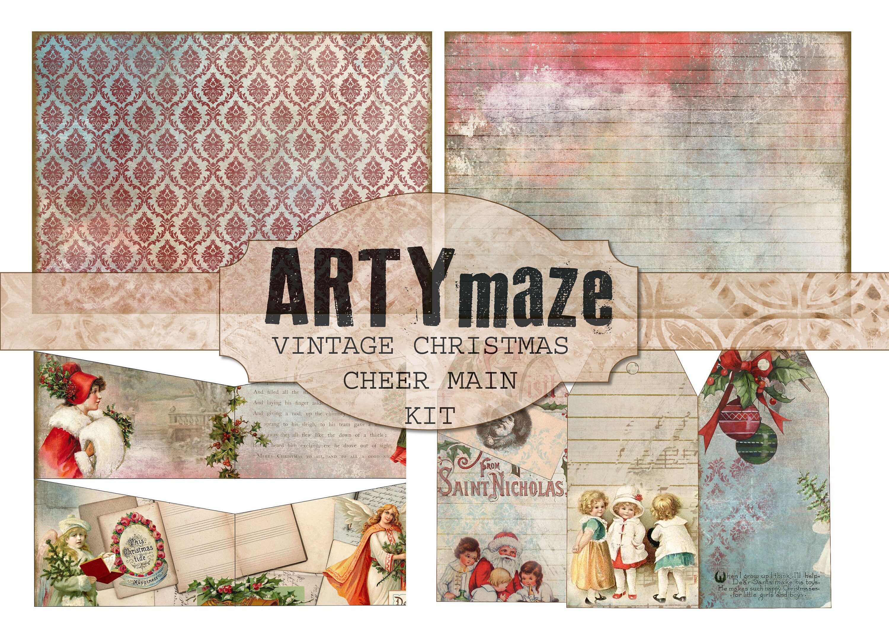 CHRISTMAS CHEER Journal Kit INSTANT Download Artymaze - Etsy