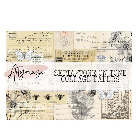 SEPIA/TONE on TONE Collage Paper 14 Sheets. Rip Papers - Etsy