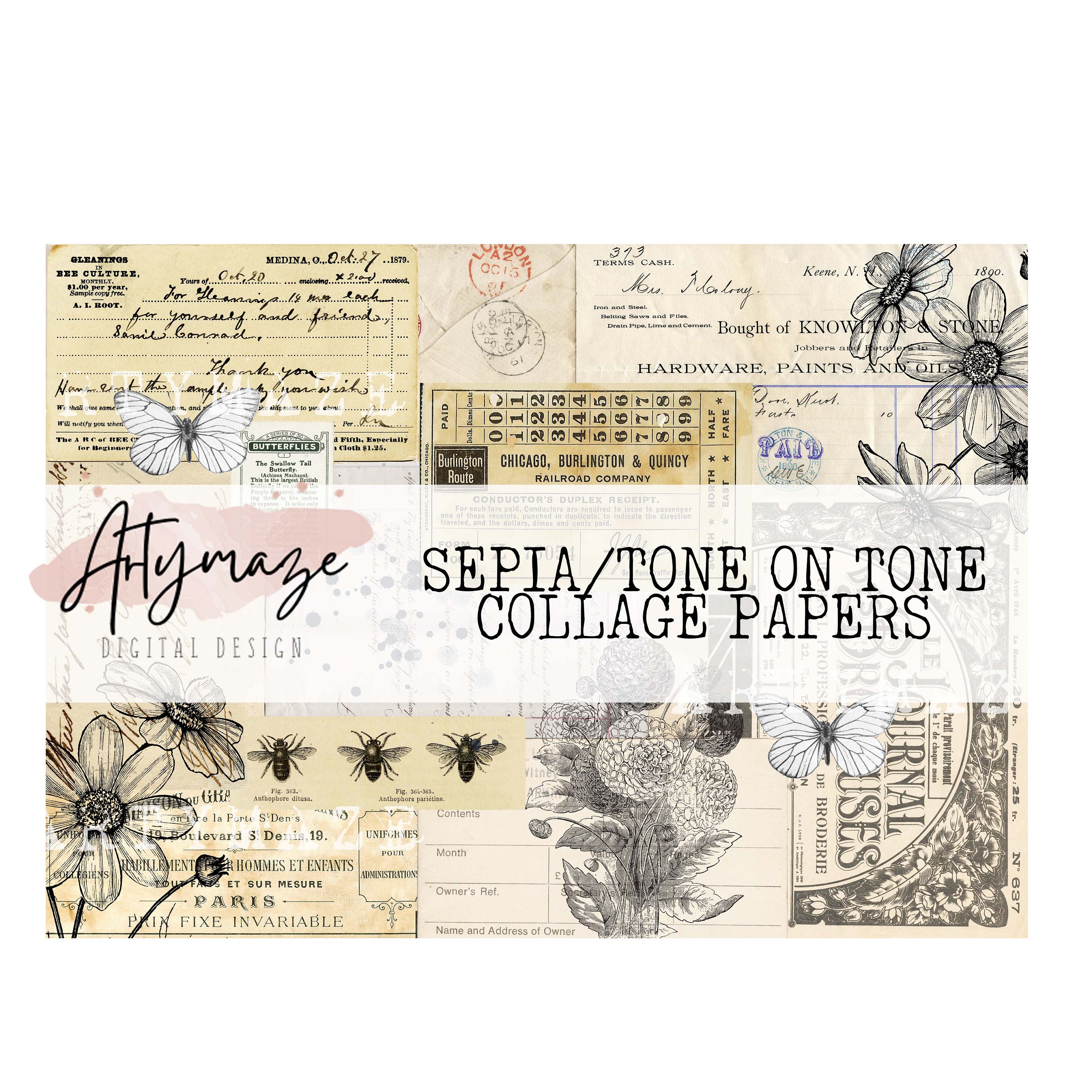 SEPIA/TONE on TONE Collage Paper 14 Sheets. Rip Papers - Etsy