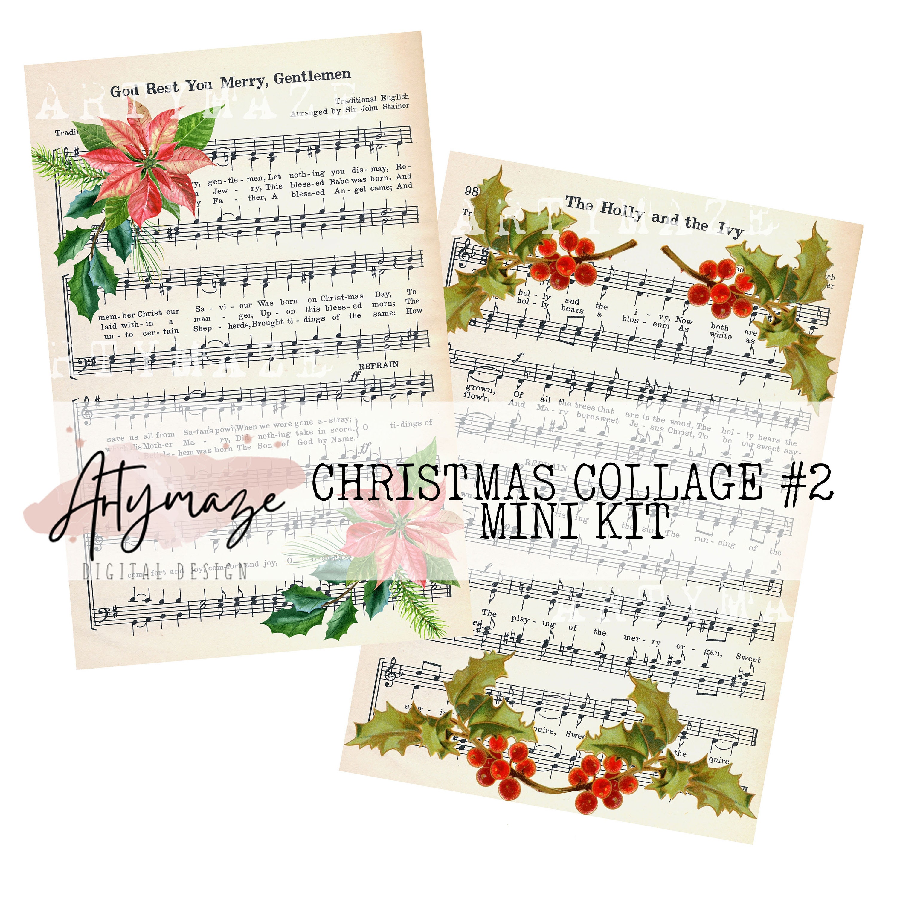 CHRISTMAS COLLAGE MINI Kit & More - Etsy