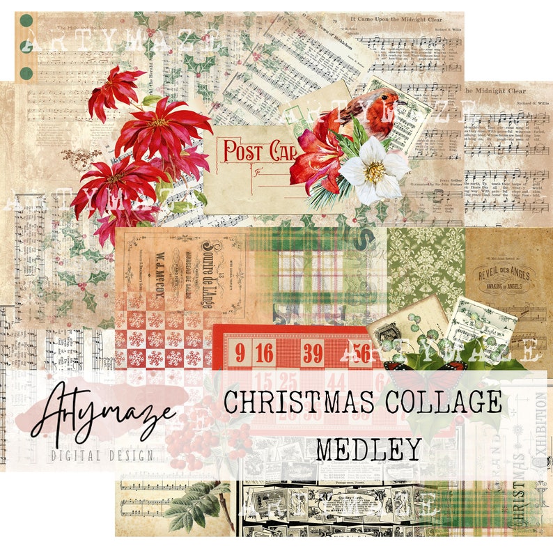 CHRISTMAS COLLAGE MEDLEY, Christmas Printable,christmas Digital ...