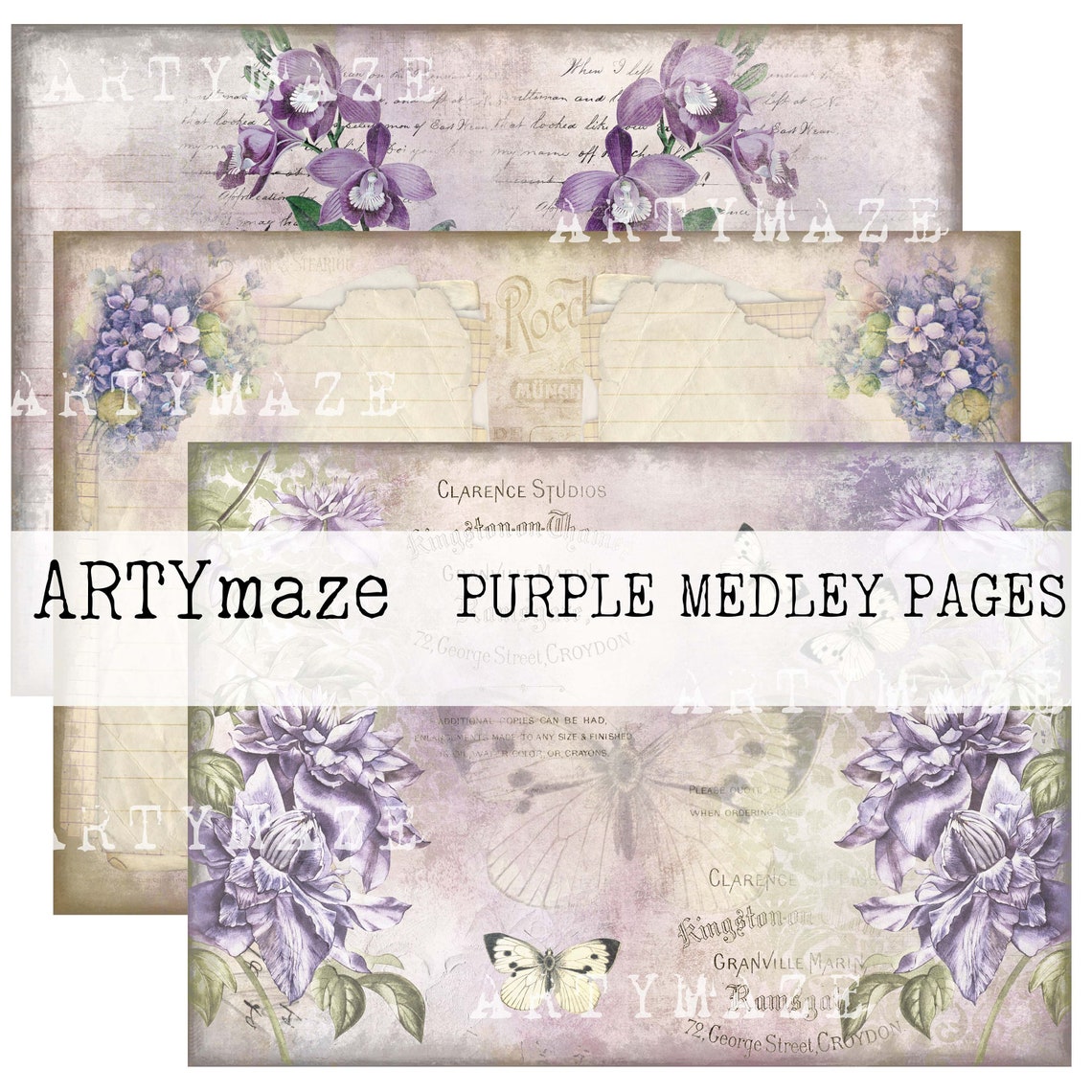 PURPLE MEDLEY Printable Journal Pages. - Etsy