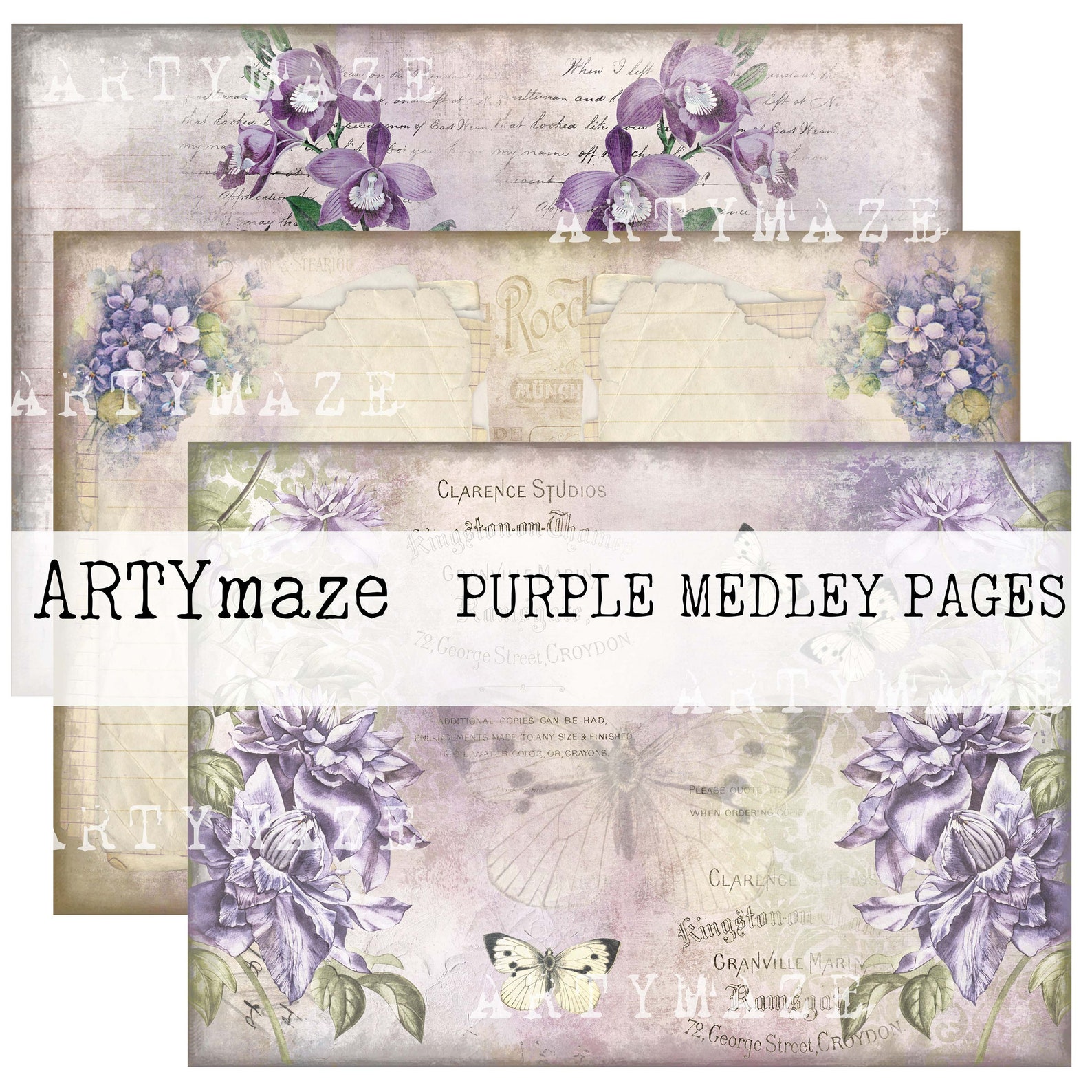 PURPLE MEDLEY Printable Journal Pages. - Etsy