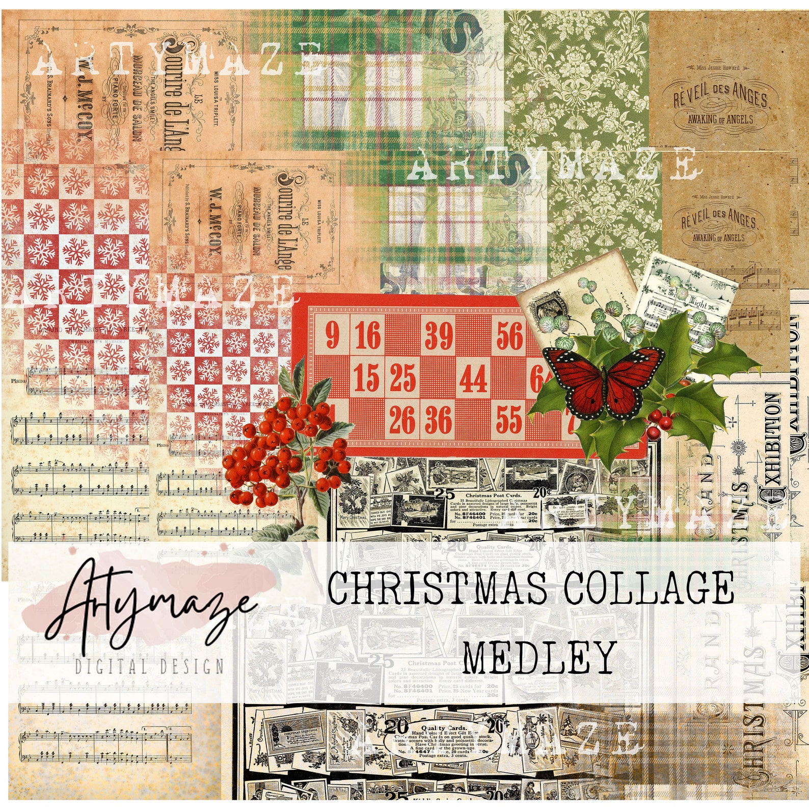 CHRISTMAS COLLAGE MEDLEY, Christmas Printable,christmas Digital ...
