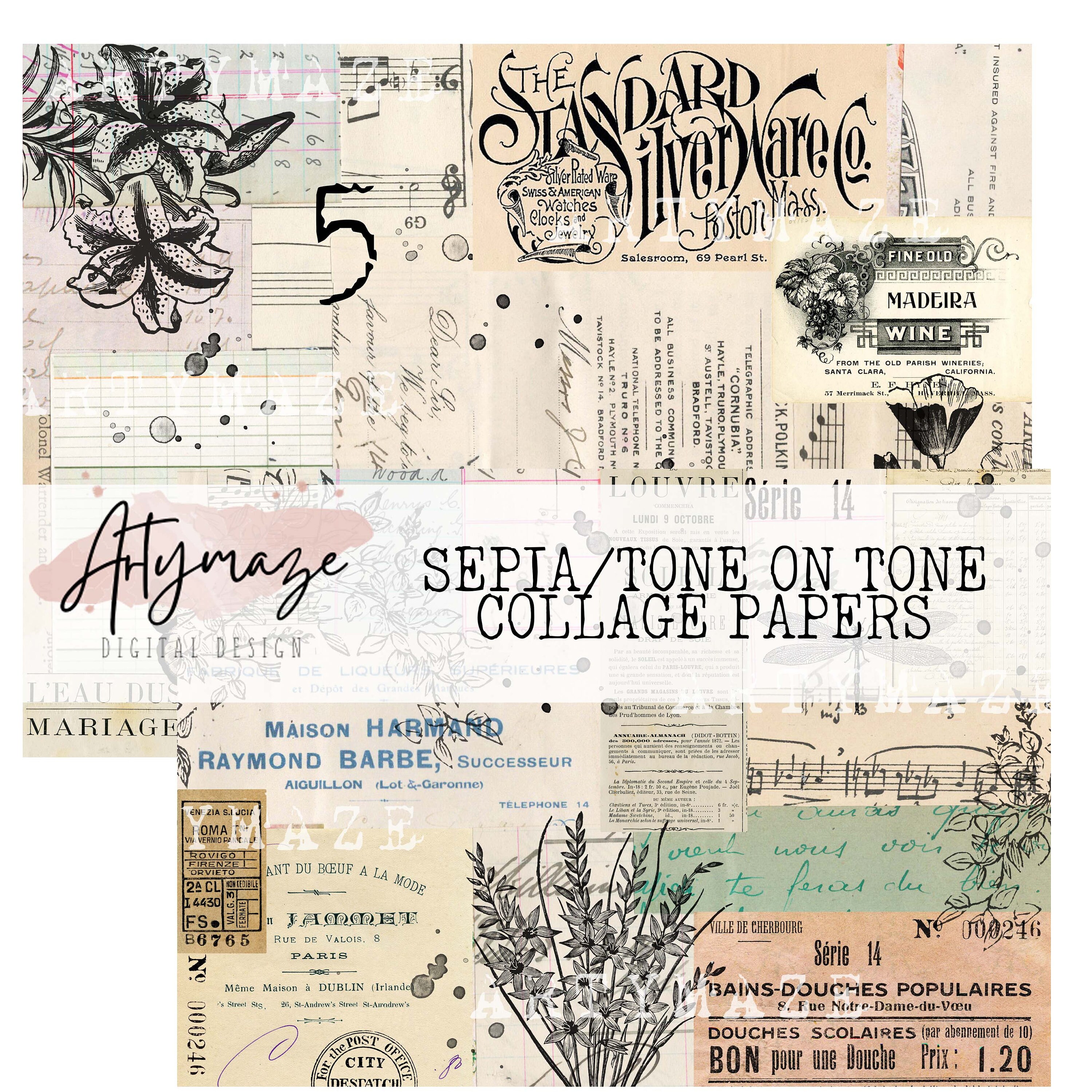 SEPIA/TONE on TONE Collage Paper 14 Sheets. Rip Papers - Etsy