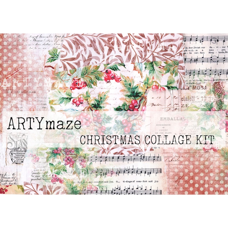 CHRISTMAS SCANNED COLLAGE Sheets Plus Tags & Bonus Background. - Etsy UK