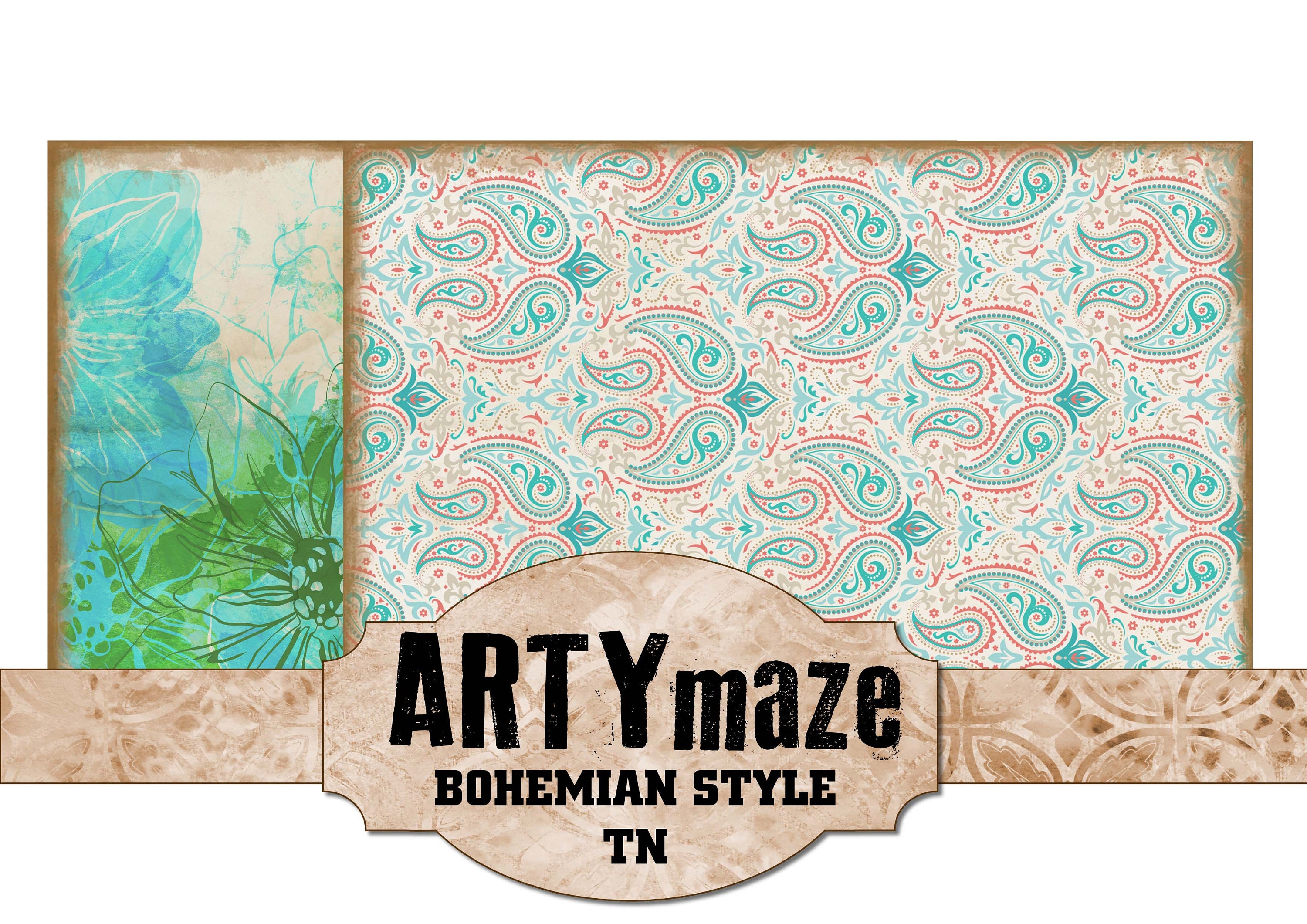 BOHEMIAN STYLE TN Ideal for an Insert. Printed Page Size 8.5" X 8.25 ...